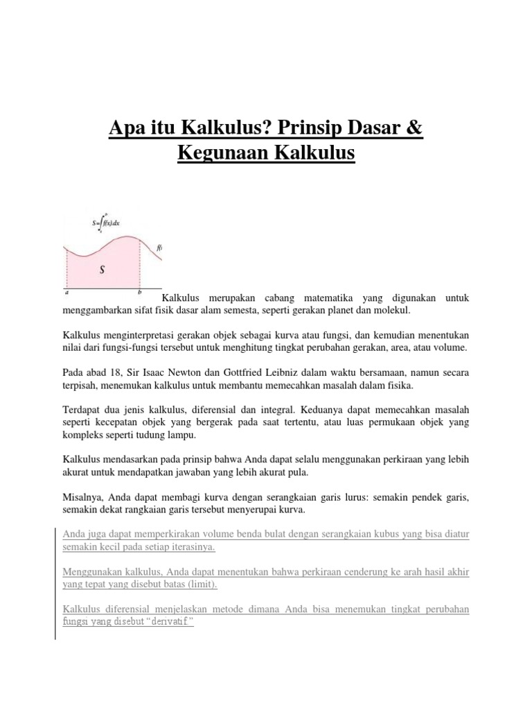 Apa Itu Kalkulus | PDF | Metode & Bahan Ajar | Sains & Matematika