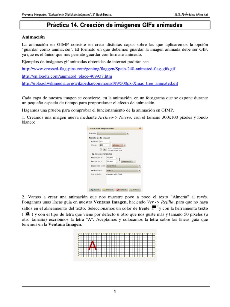 Práctica 14 - Creación de GIFs Animados | PDF | Animación | Imagen