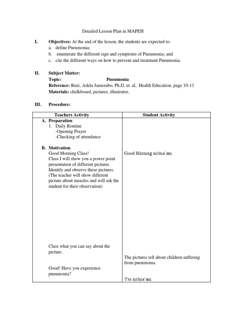 Semi Detailed Lesson Plan In Mapeh Elementary Lesson Plan