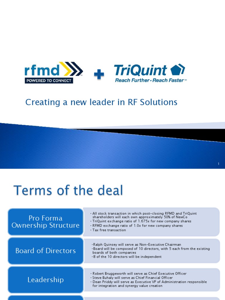 TriQuint RFMD Merger Investor Presentation | PDF | 4 G | Lte ...
