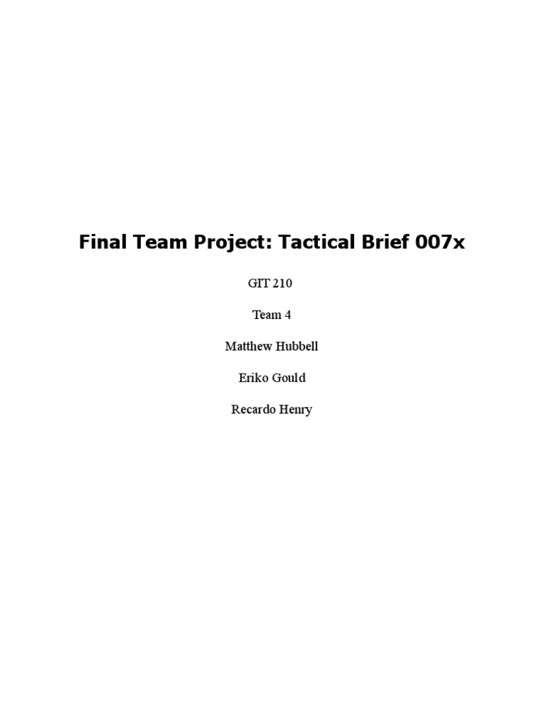 Team 4 Tactical Brief 007x | PDF
