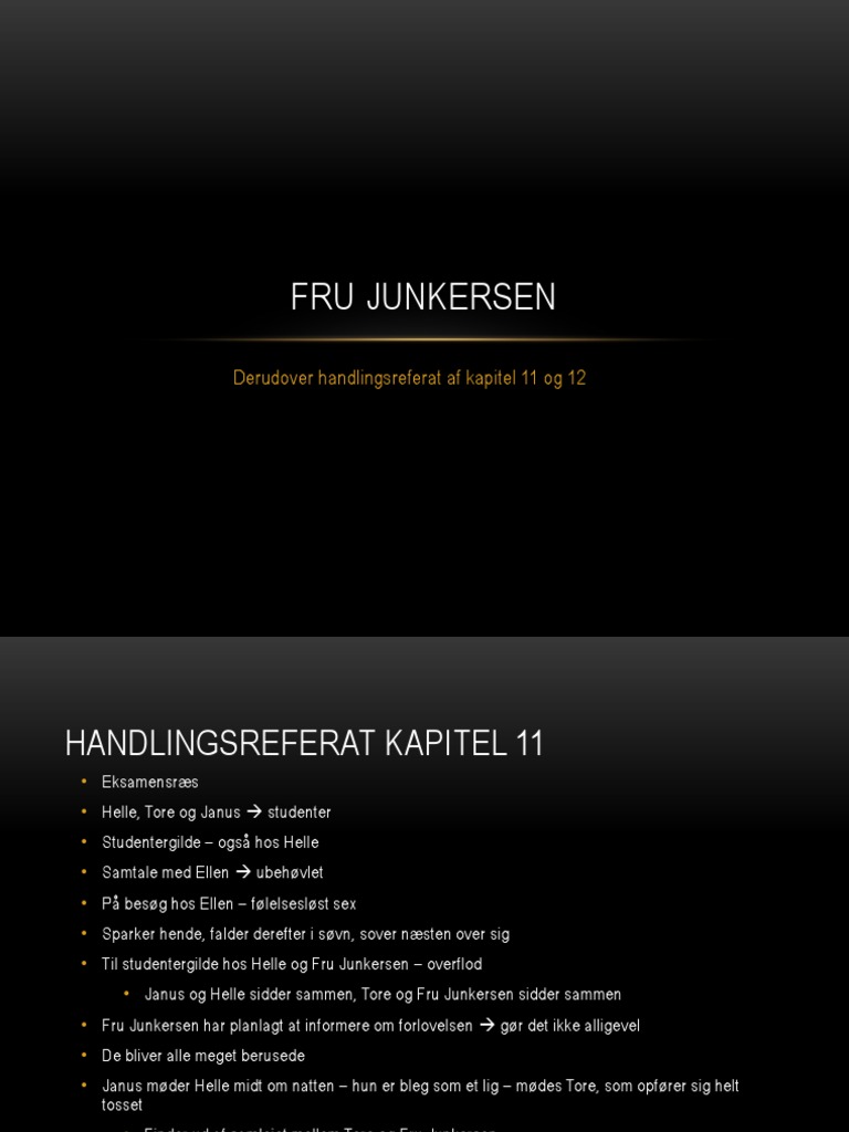 Klaus Rifbjerg, Den Kroniske Uskyld, Præsentation Kap 11-12 Fru Junkersen | PDF