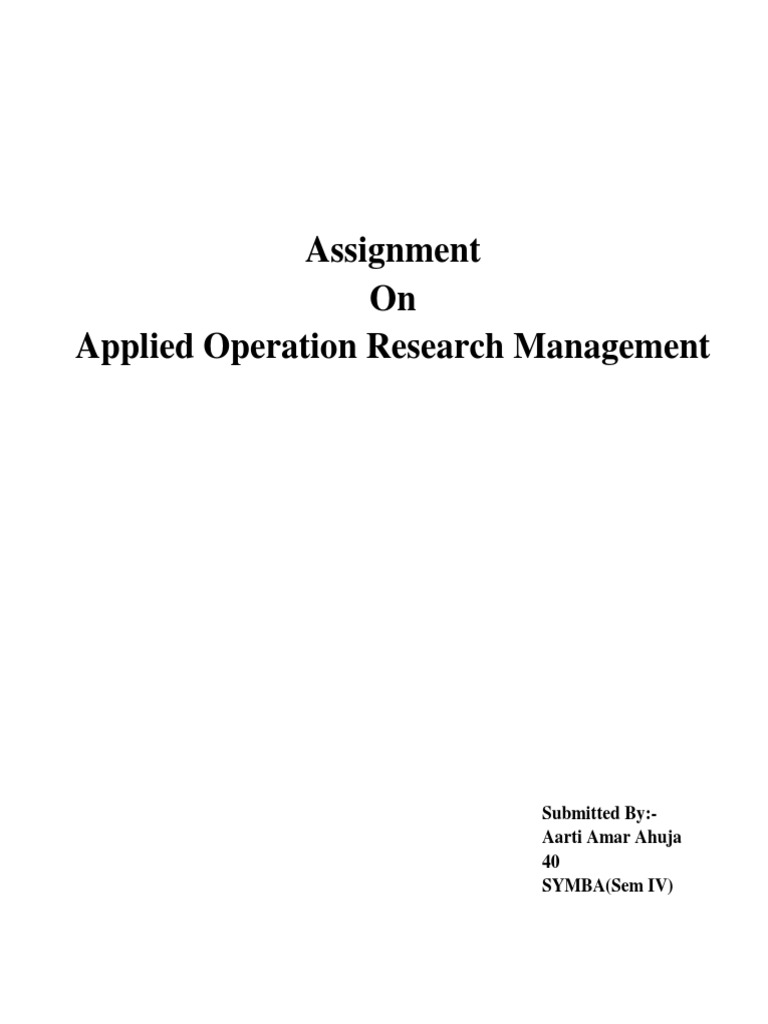 Applied Operations Research Concepts | PDF | Operations Research ...