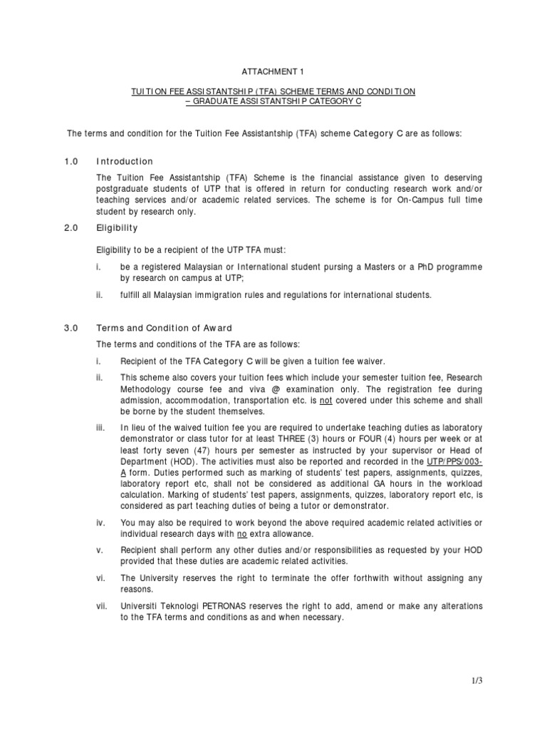 UTP TFA - Category C - Attachment 1 - 2 | PDF | Postgraduate Education ...