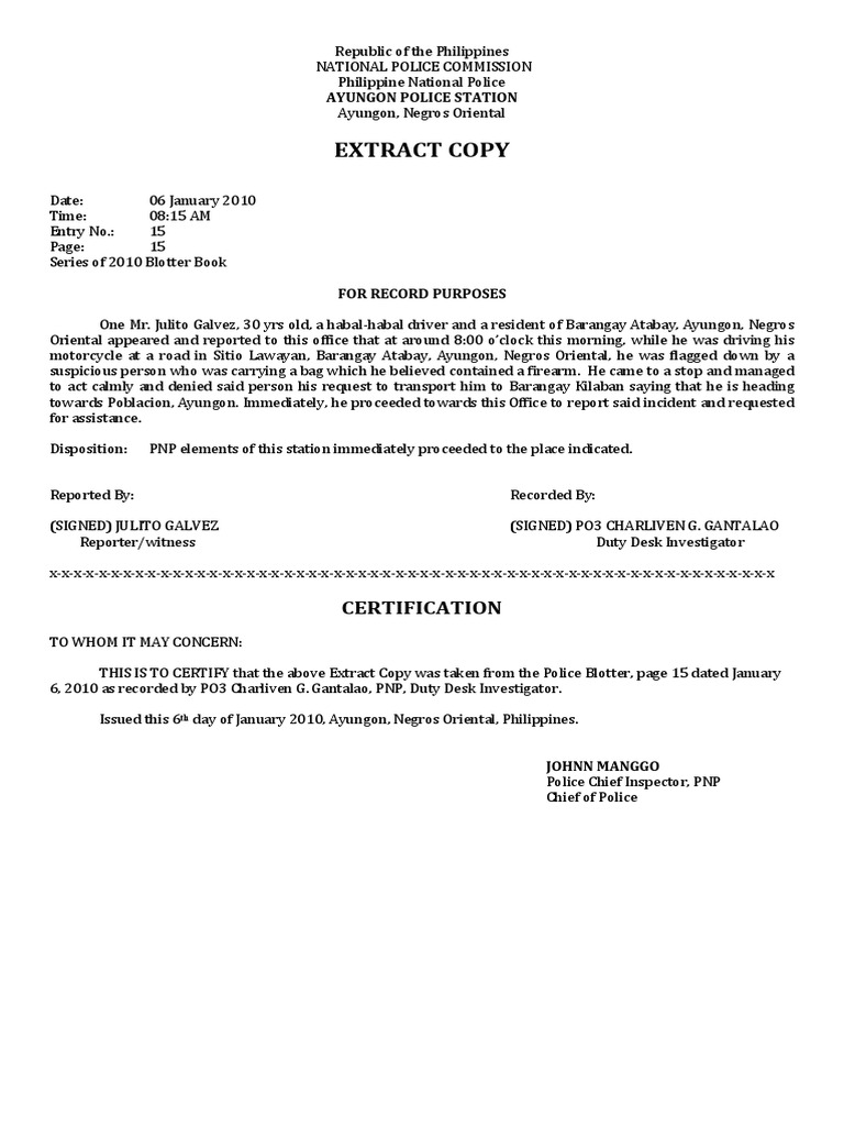 4. Police Blotters | Police | Crimes