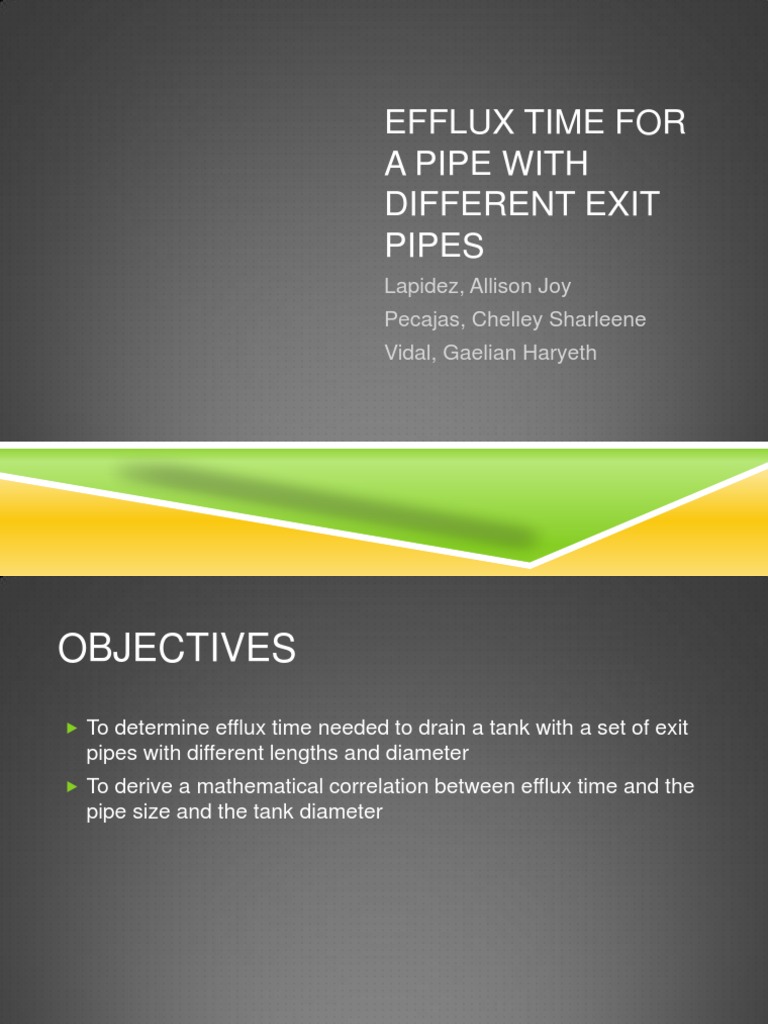 Efflux Time For A Pipe With Different Exit | PDF | Laminar Flow | Pipe ...
