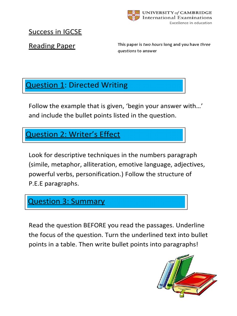 IGCSE Reading Paper Tips | PDF | Audience | Ellipsis
