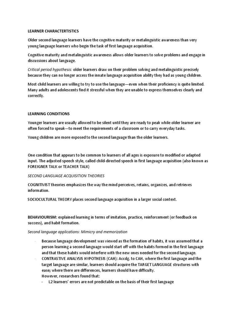 Explaining Second Language Learning | Download Free PDF | Second Language | Second Language ...
