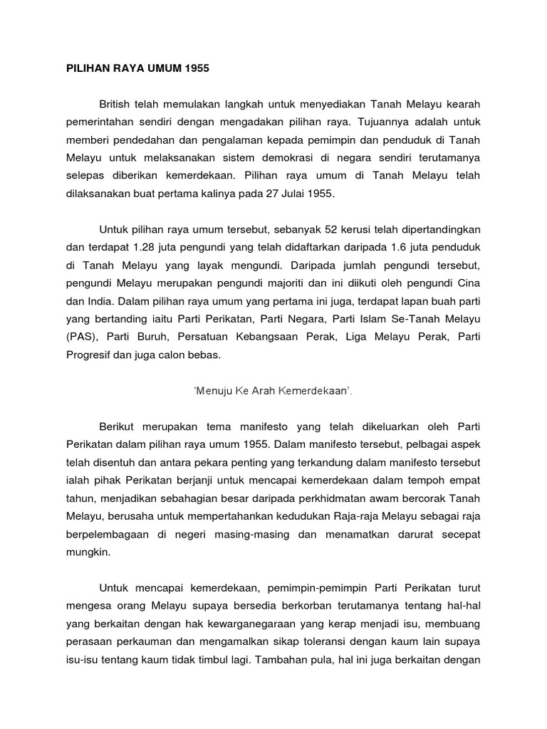 Pilihan Raya Umum 1955 | PDF