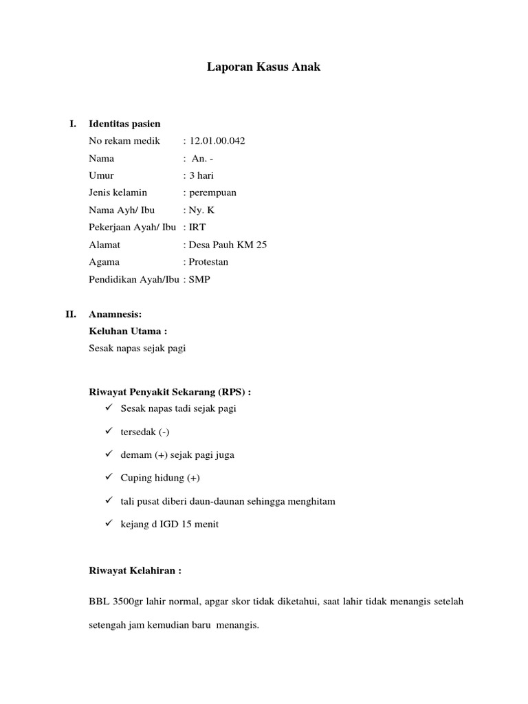 Laporan Kasus Anak (Infeksi Tali Pusat) | PDF