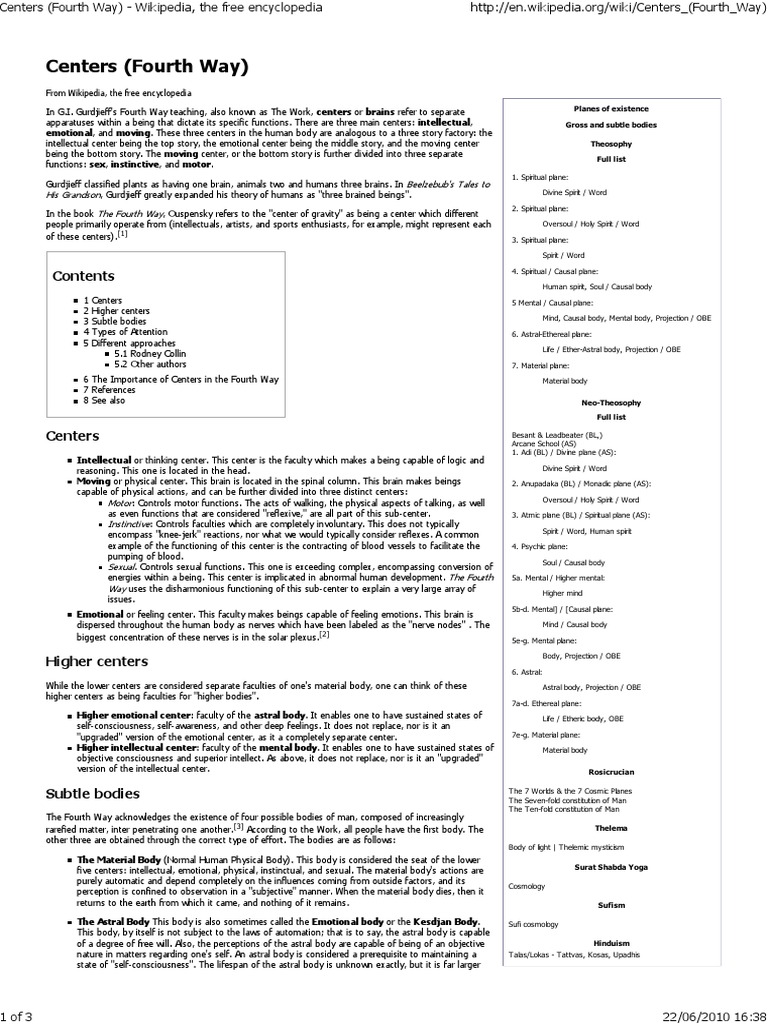 Centers (Fourth Way) - Wiki PDF | PDF | Fourth Way | Plane (Esotericism)