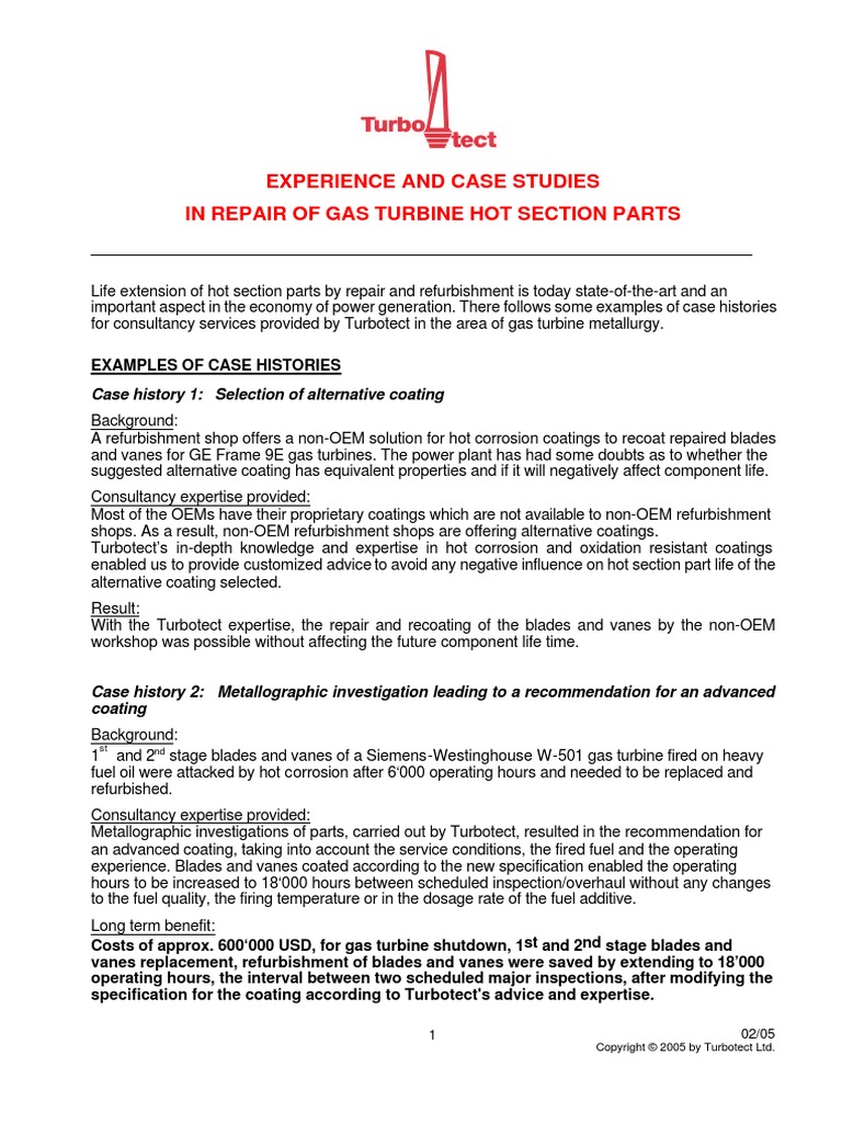 3 Experience and Case Studies 12.5.05 | PDF | Gas Turbine | Power Station
