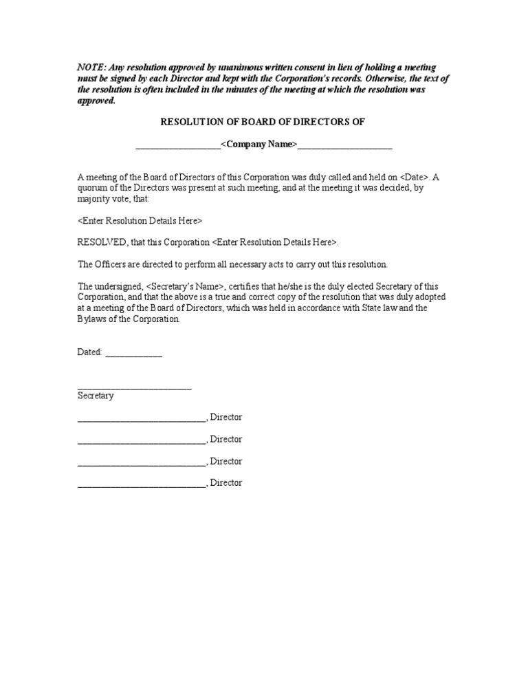 5-1 General Resolution | Download Free PDF | Resolution (Law) | Board ...