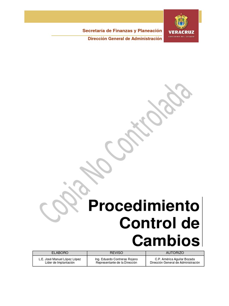 Procedimiento Control de Cambios | PDF | Planificación | Informática