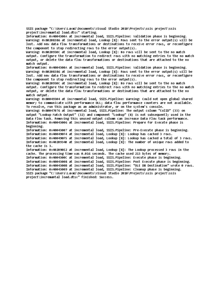 SSIS Incremental Load Execution Report | PDF | Cpu Cache | System Software