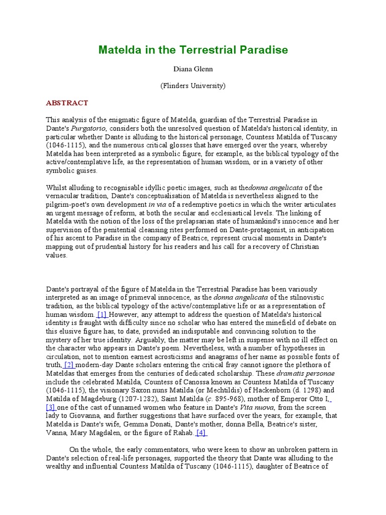 Matelda in The Terrestrial Paradise | PDF | Divine Comedy | Dante Alighieri