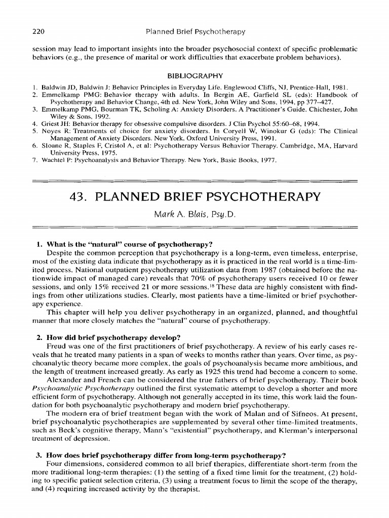 Planned Brief Psychotherapy | PDF | Psychotherapy | Psychoanalysis