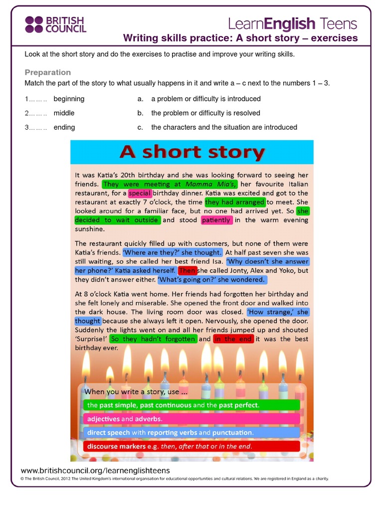 A Birthday Surprise: A Short Story and Writing Exercises | PDF | Birthdays