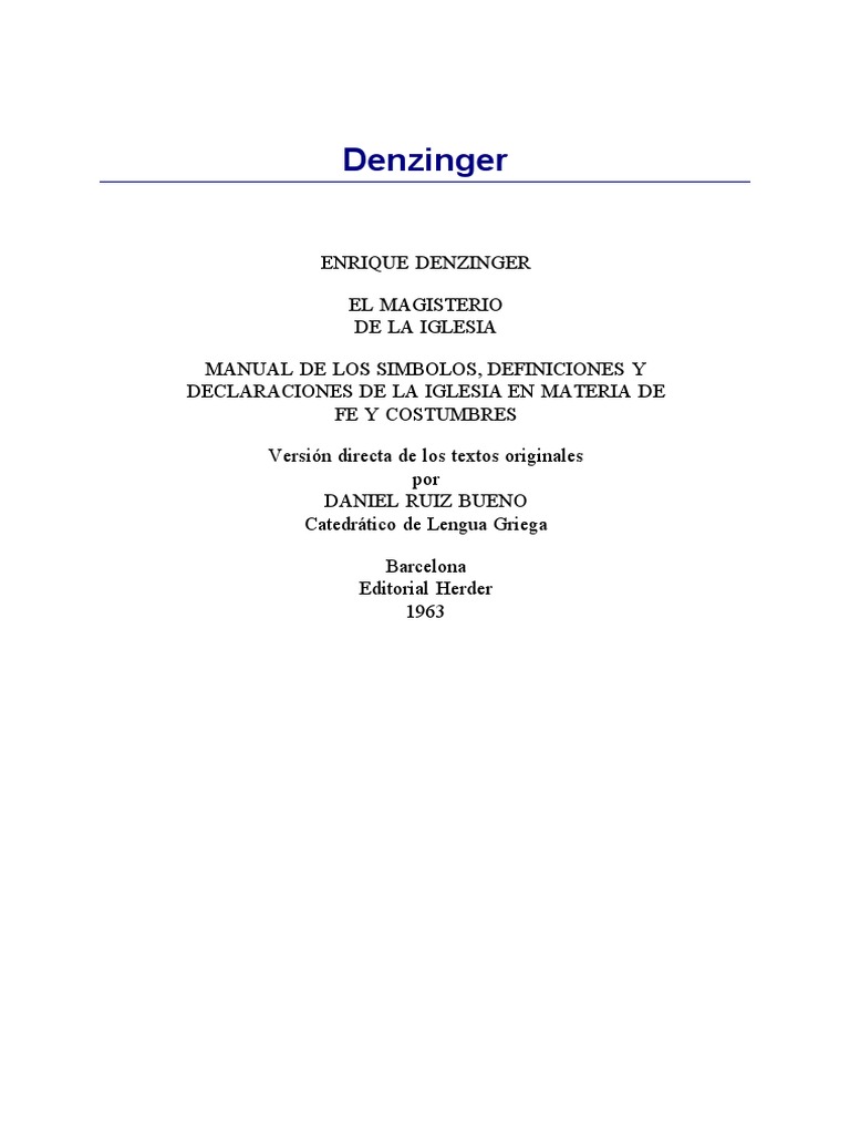1954 Denzinger, Enchiridion Symbolorum, ES | PDF | Baptisme | Théologie ...