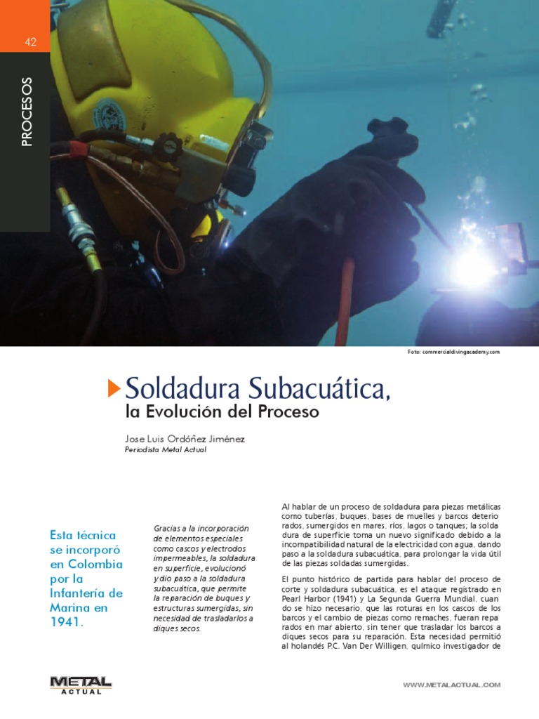 Soldadura Subacuática: Proceso y Técnicas | PDF | Soldadura | Construcción