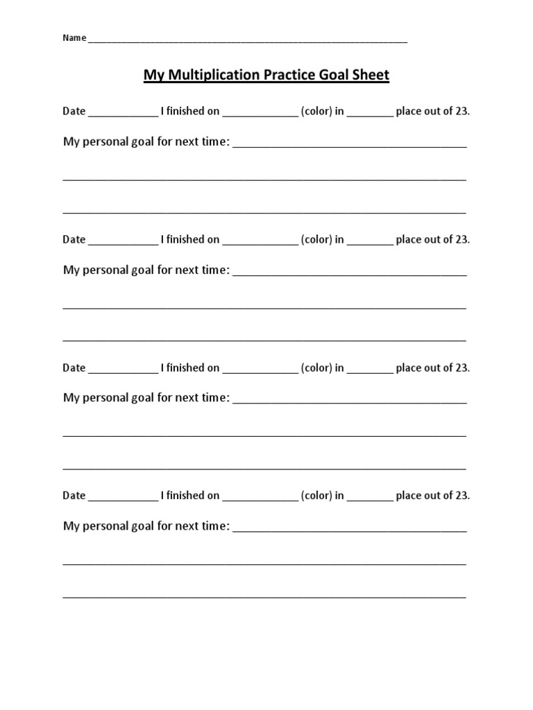 Multiplication Practice Goal Tracker | PDF | Career & Growth