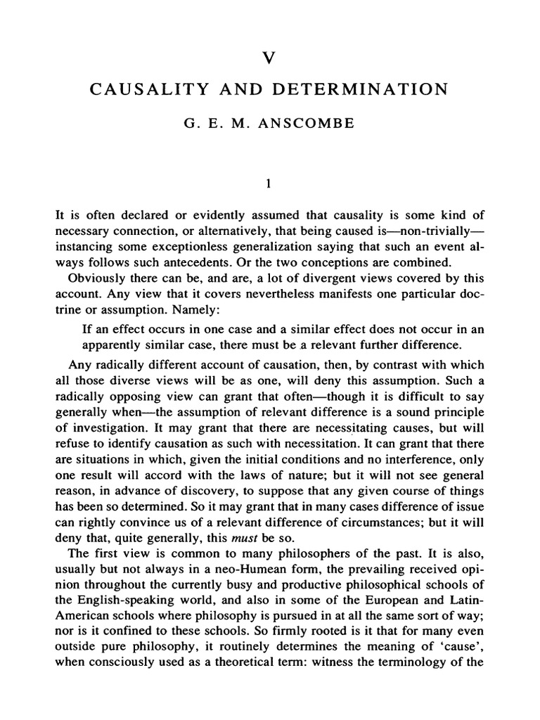 Anscombe, Causality and Determinism | PDF