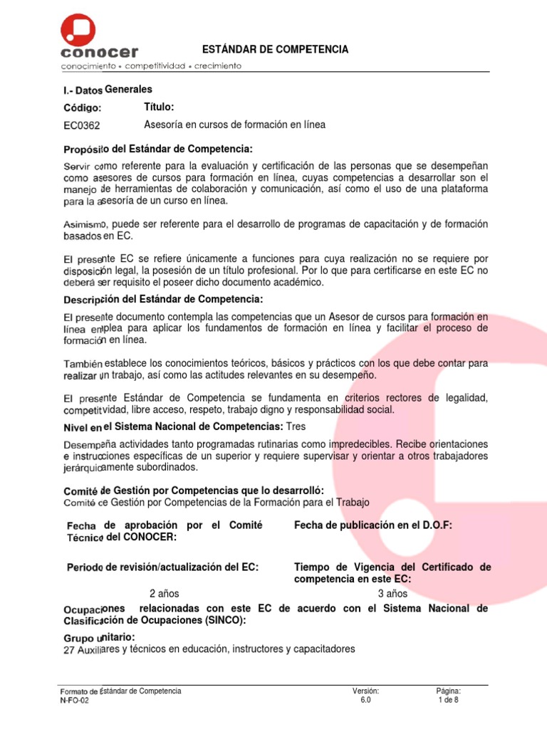 Estandar EC0362 | PDF | Formato de Documento Portable | Red mundial