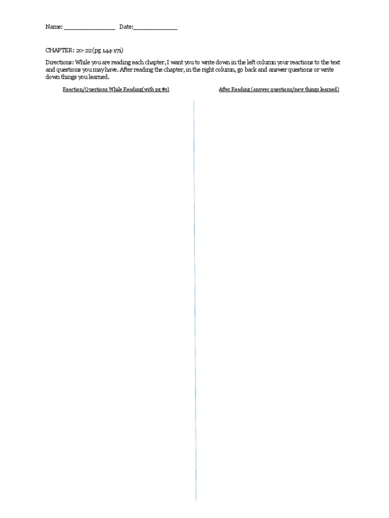 Reading Journal 20-22 | PDF