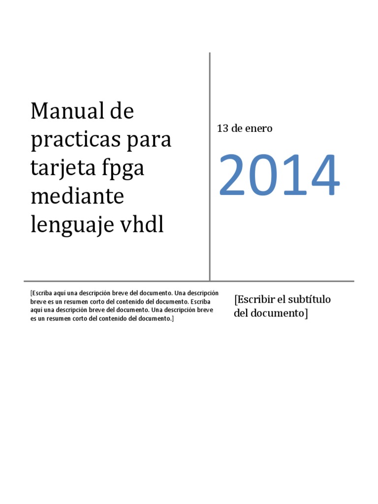 Manual de Practicas para Tarjeta Fpga Mediante Lenguaje VHDL | PDF | Vhdl | Arreglos de ...