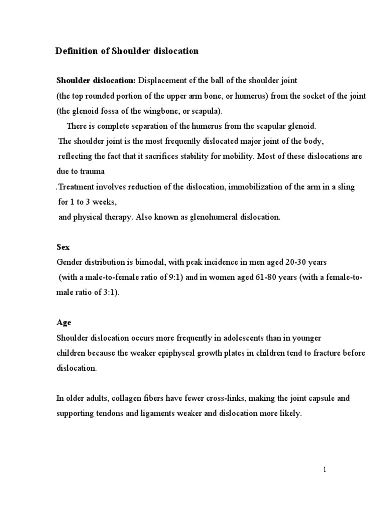 Definition of Shoulder Dislocation | PDF | Anatomical Terms Of Motion ...