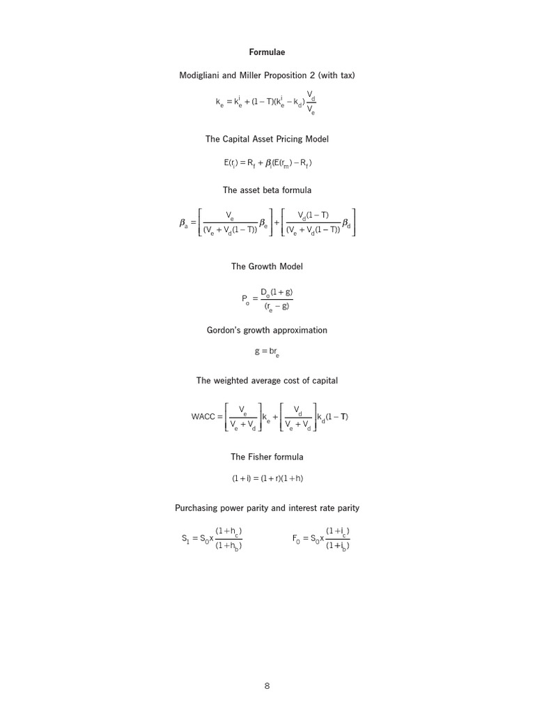 p4 j13 Formulae | PDF | Present Value | Mathematical Finance