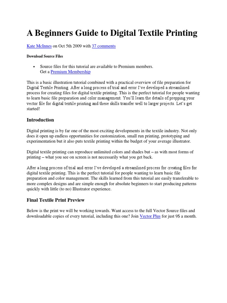A Beginners Guide To Digital Textile Printing | PDF | Portable Document ...