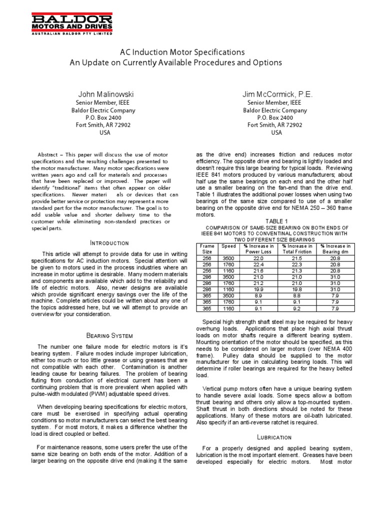 AC Induction Motor Specifications White Paper August 2003 | PDF ...