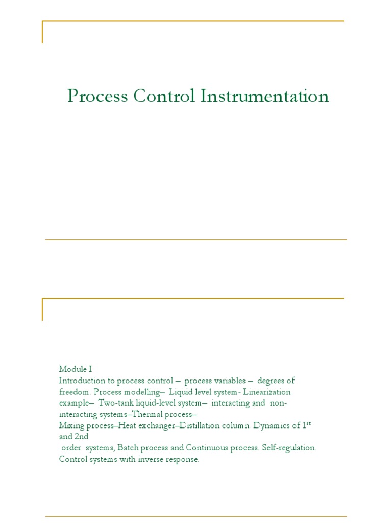 Process Control Instrumentation | PDF | Nonlinear System | Differential Equations