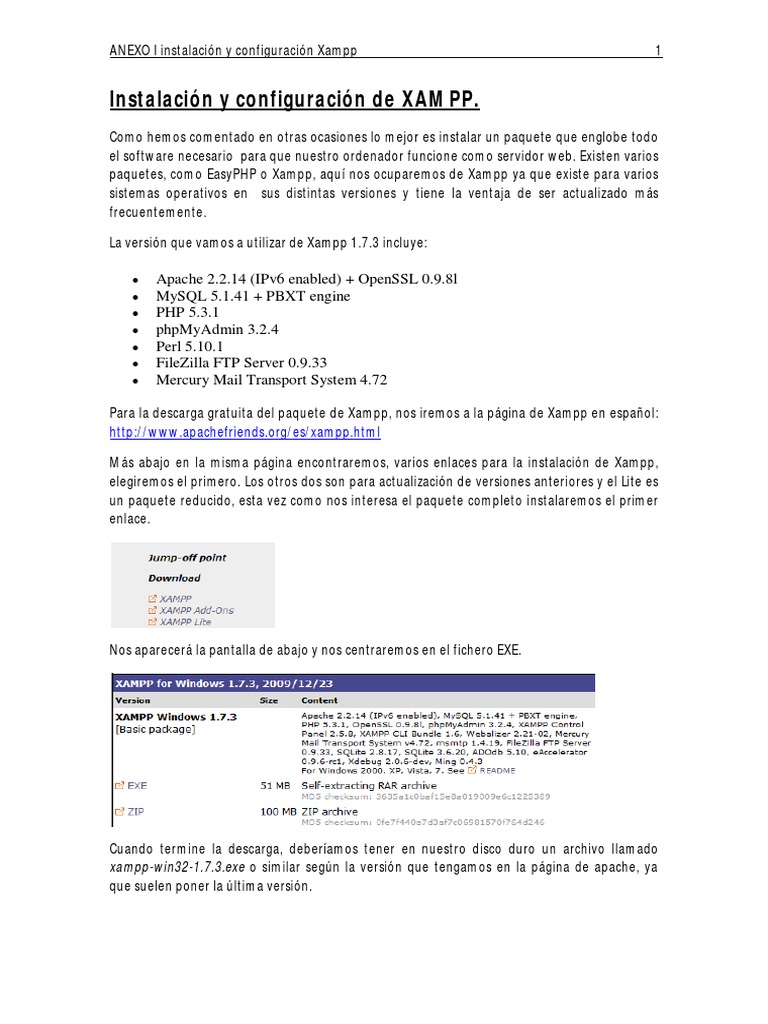 Instalación y Configuración de XAMPP | PDF
