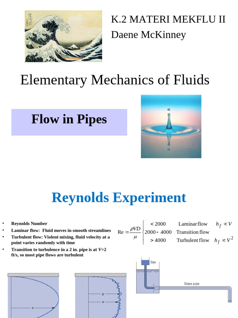 Elementary Mechanics of Fluids: Flow in Pipes | PDF | Fluid Dynamics ...