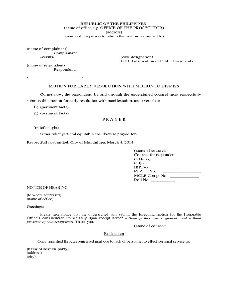 Motion For Early Resolution | PDF
