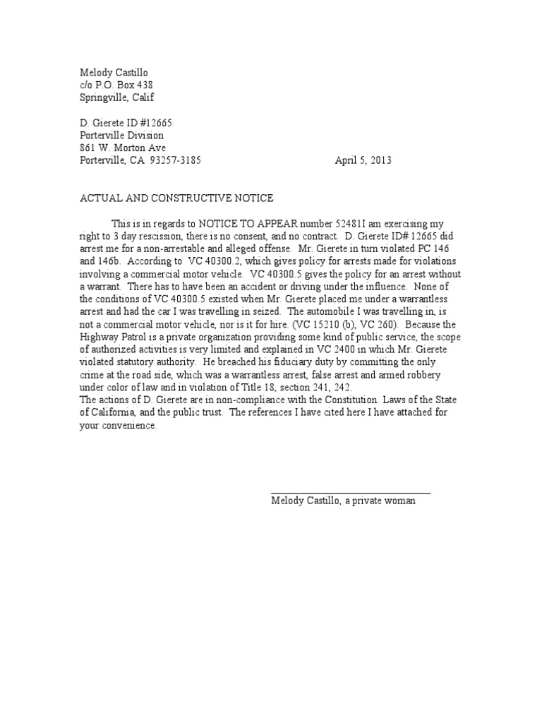 Notice of Violation by D. Gierete | PDF