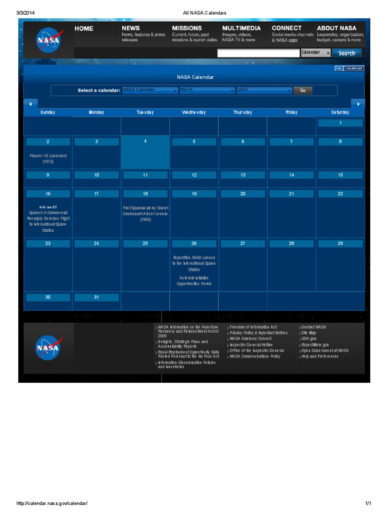 All NASA Calendars | PDF