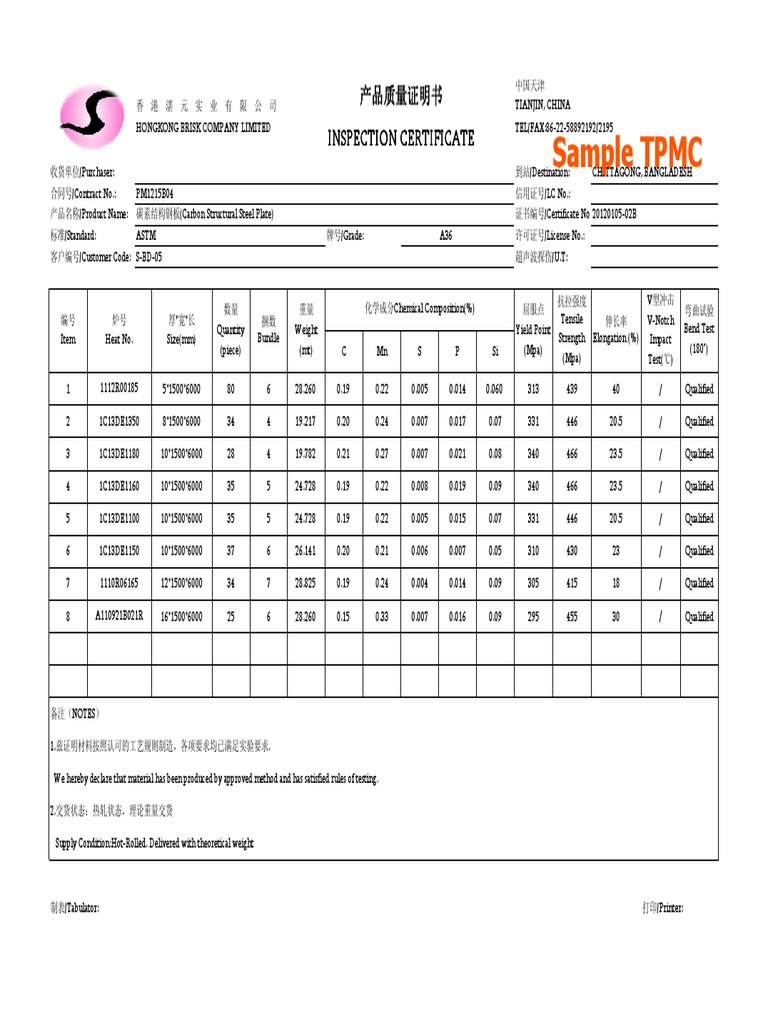 MTC A36 Steel Plate | PDF | Computers