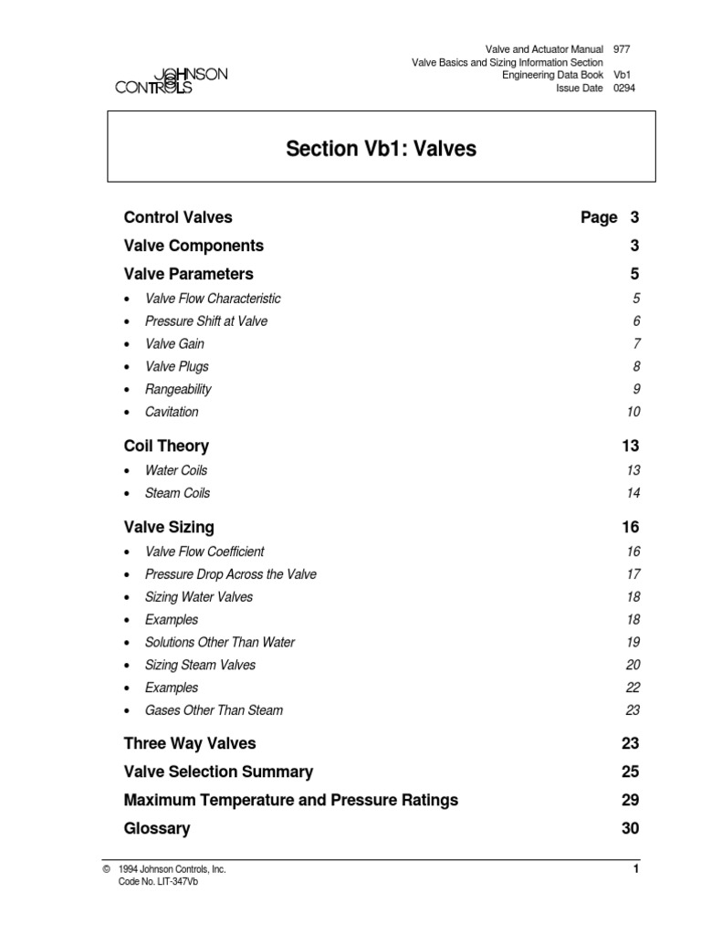 Johnson Controls Valve Basic and Sizing | PDF