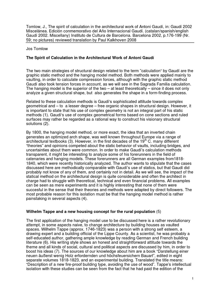 Gaudi Spirit Calculation | PDF | Vault (Architecture) | Teaching ...
