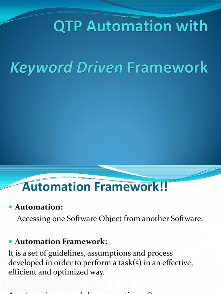 Qtp Presentation Pdf Microsoft Excel Software Framework