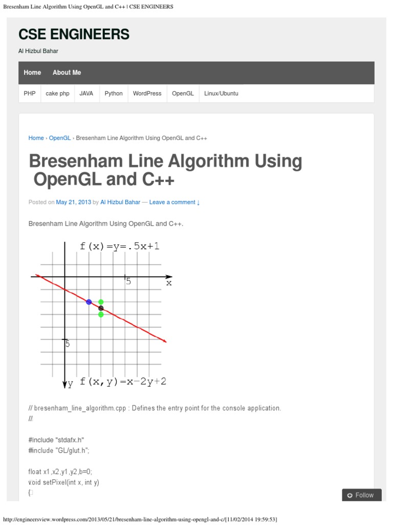 Bresenham Line Algorithm Using OpenGL and C++ - CSE ENGINEERS | PDF ...