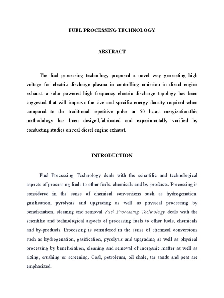 Fuel Processing Technology | PDF | Gasification | Fuels