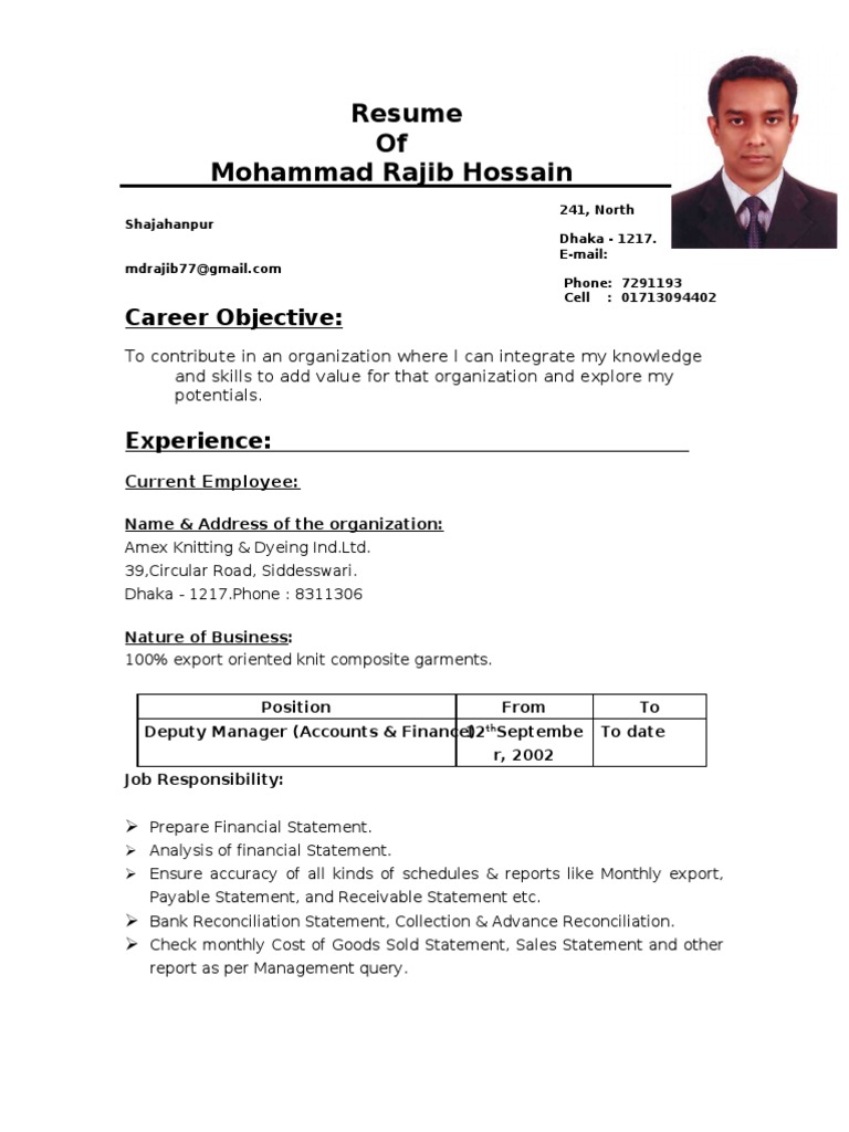 Resume Of Mohammad Rajib Hossain Pdf Bangladesh Economies