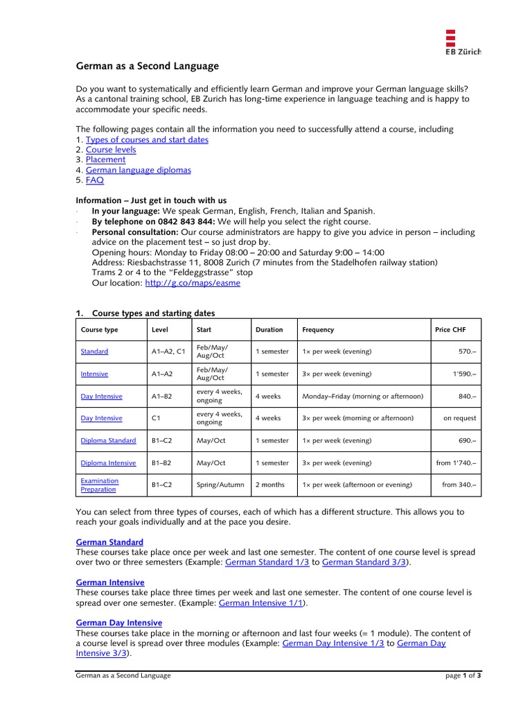 German As A Second Language | PDF | Cognition | Further Education