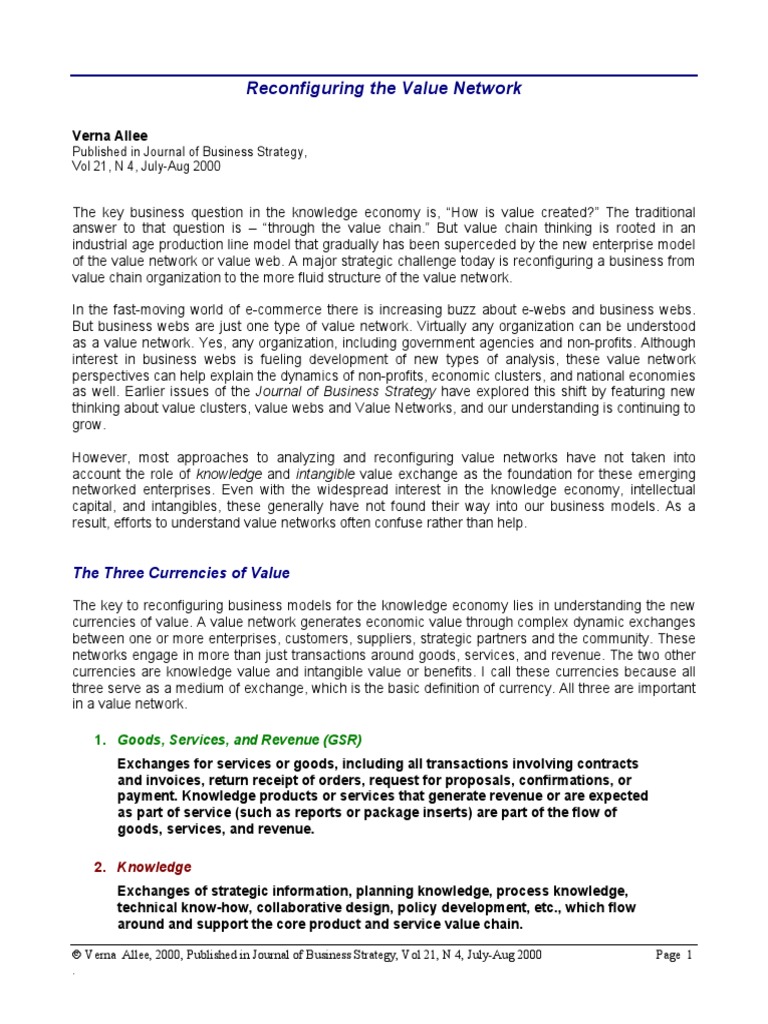 Reconfiguring The Value Network | PDF | Strategic Management | Business