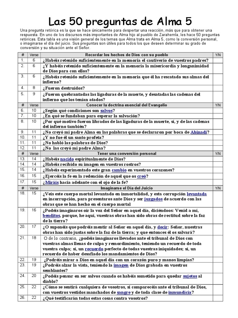 Las 50 Preguntas de Alma 5 | PDF | Infierno | Creencia religiosa y doctrina