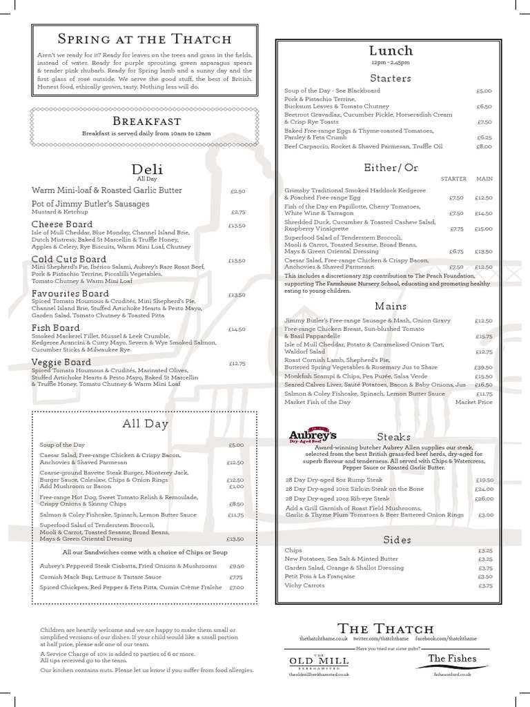 Thatch Spring 2014 All Day Menu | PDF | Salad | Foods
